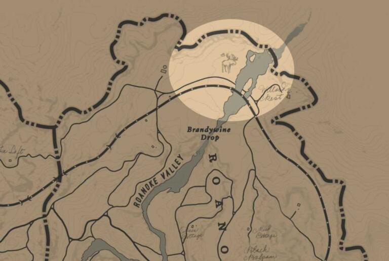 RDR2 Animaux Légendaires : Carte pour trouver cerf, ours, castor, bison