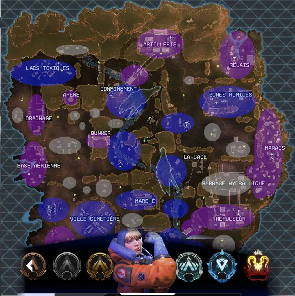 Apex Legends Carte Canyon des rois : Niveau de Butin des zones